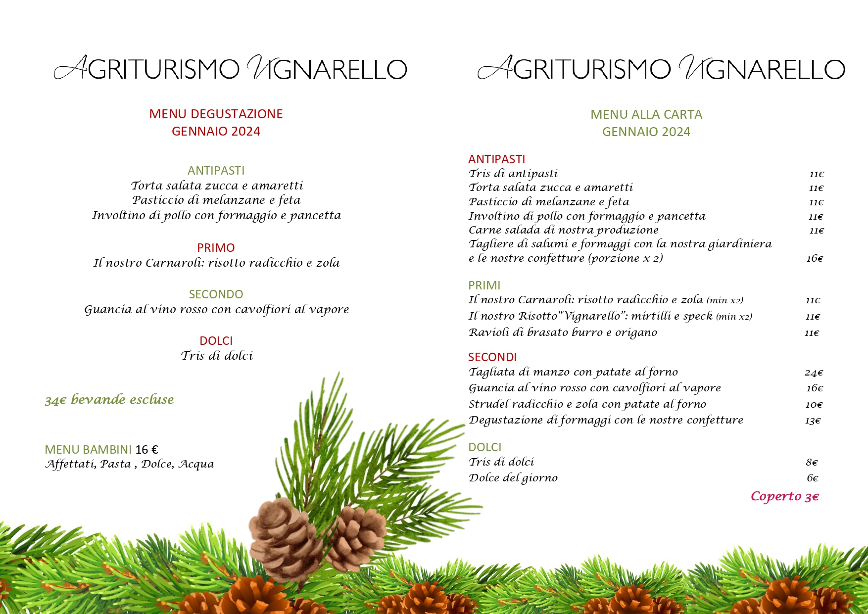 Il menu di gennaio all'Agriturismo Vignarello - Agriturismo Vignarello